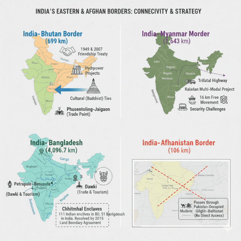 India Borders Geography 2026: Complete Guide (Map, Neighbours, Length ...